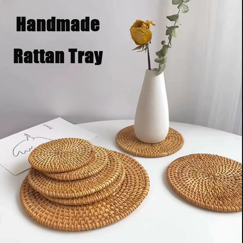 Eco-friendly Handmade Rattan Coaster Set Drinking Insulated Heat Woven ...