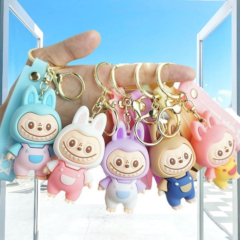 The Monsters Doll Labubu Key Pendant Exciting Macaron Anime Figure Key ...