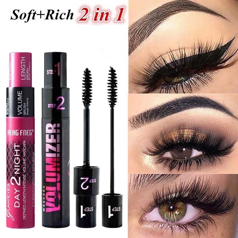 2 in 1 Mascara Eyelash Maskara Eye Make Up Waterproof Long Lasting and ...