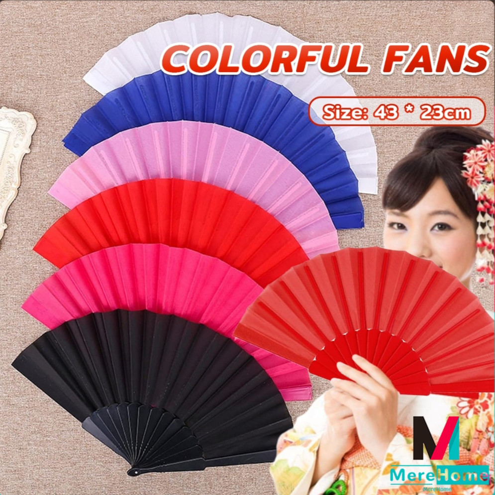 MereHome Plain Solid Color Plastic Handheld Folding Hand Fans | Shopee ...