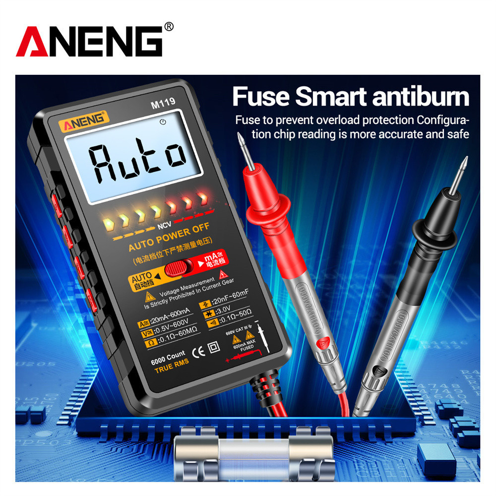 Aneng M119 Mini Portable Multimeter Tester LCD Display 6000 Counts ...