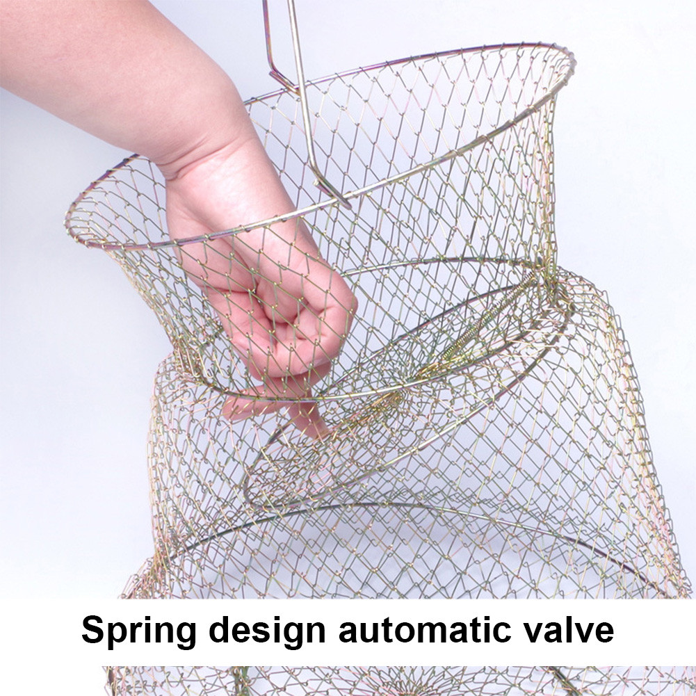 Galvanized Steel Wire Fish Basket Fish Crab Crawfish Basket Collapsible ...