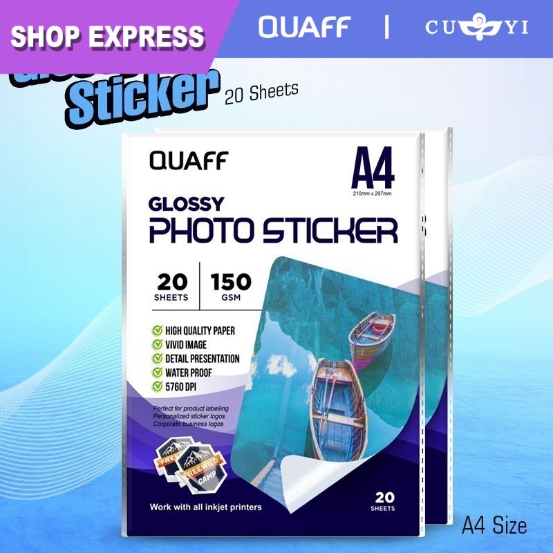 Quaff 150gsm Glossy Photo Sticker Paper A4 Size for Label and Sticker ...