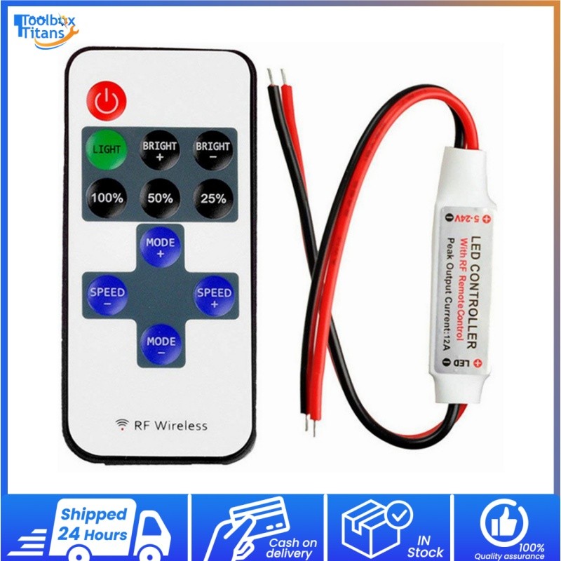 12V RF Wireless Remote Switch Controller Dimmer for Mini LED Strip ...