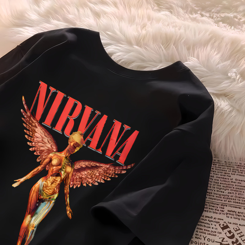 Vintage Shirt Oversize Polyester Cotton Rock Band Nirvana Shirt Unisex ...