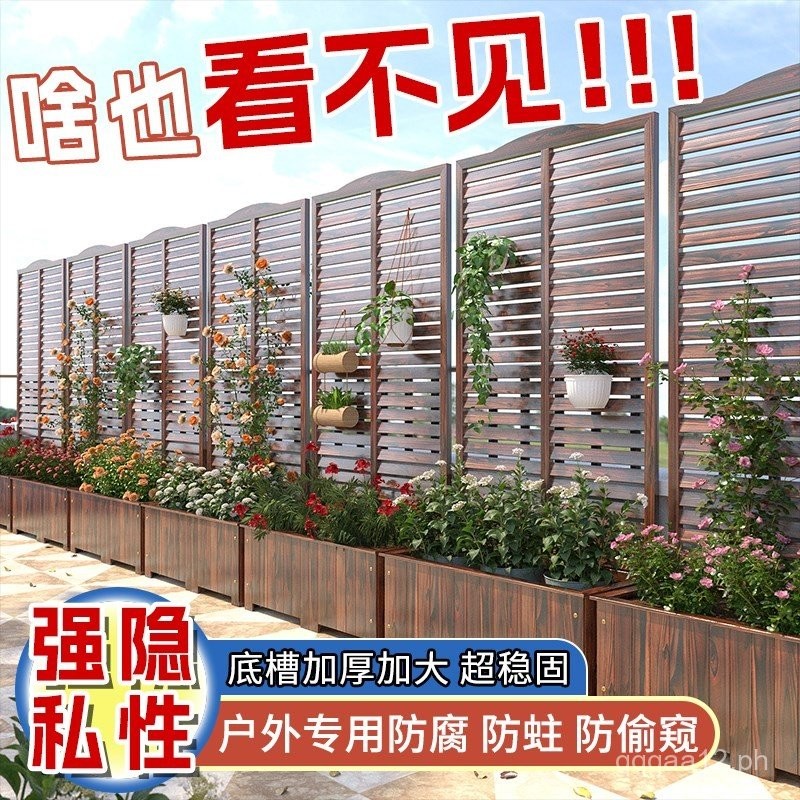 Outdoor Antiseptic Wood Fence Flower Stand Partition Screens Exposed ...
