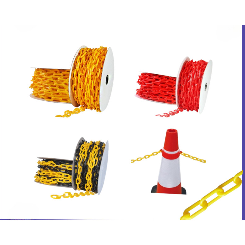 6mm 10M Traffic Safe Warning Cone Chain Plastic Chain Barrier Post ...