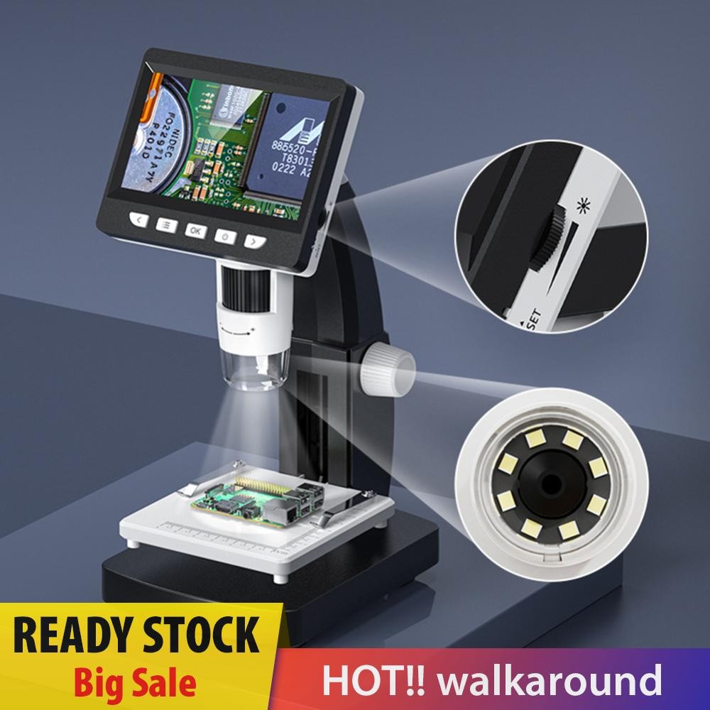 1000X Digital Microscope 4.3inch Screen Soldering Coin Microscope w/ 8 ...
