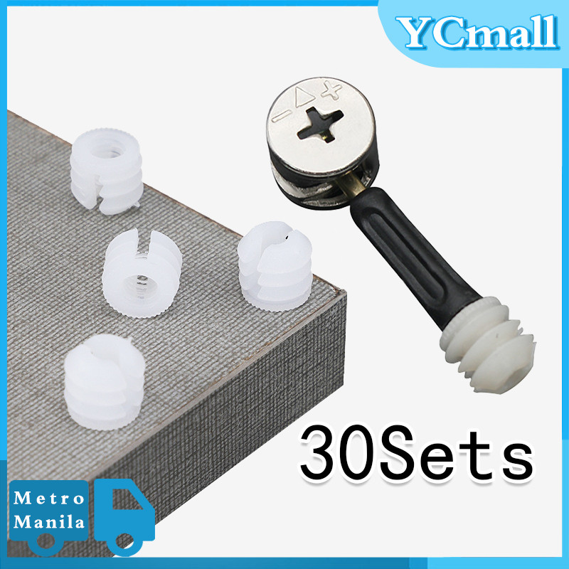 30 Sets 3 In 1 Screw Minifix Set Cam Lock Furniture Connecting Fittings ...