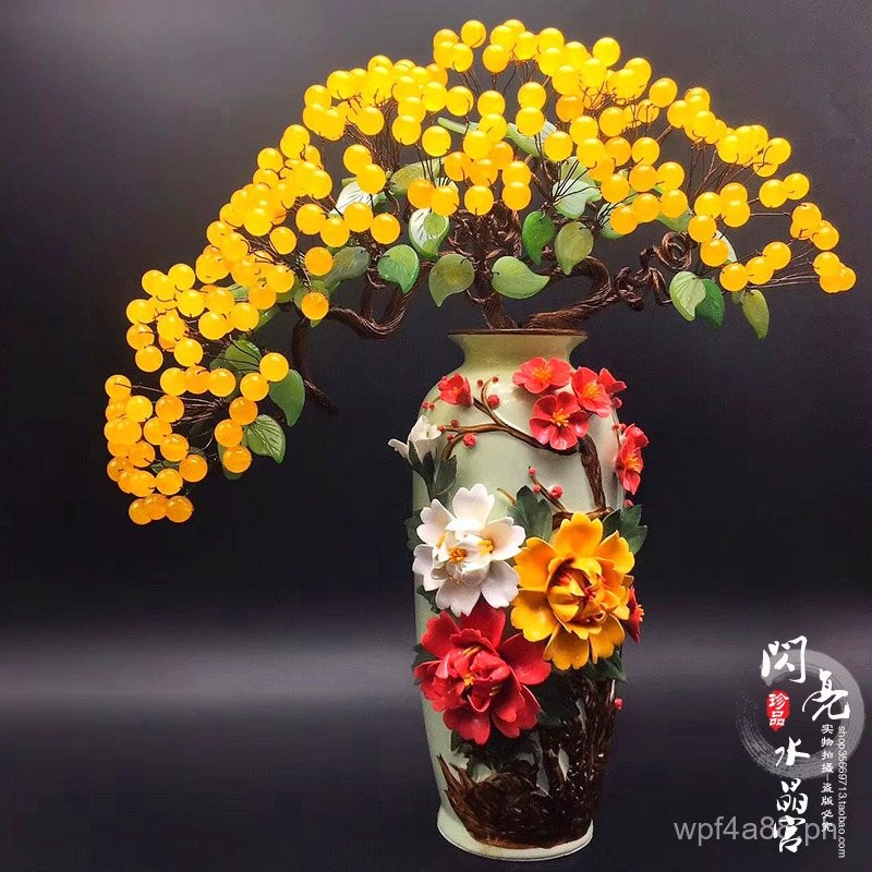 Natural Crystal Wealth Tree Ornament Money Tree Blooming Prosperity ...