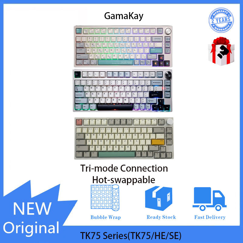 GamaKay TK75 75% Tri-mode Gaming and Office Mechanical Keyboard ...
