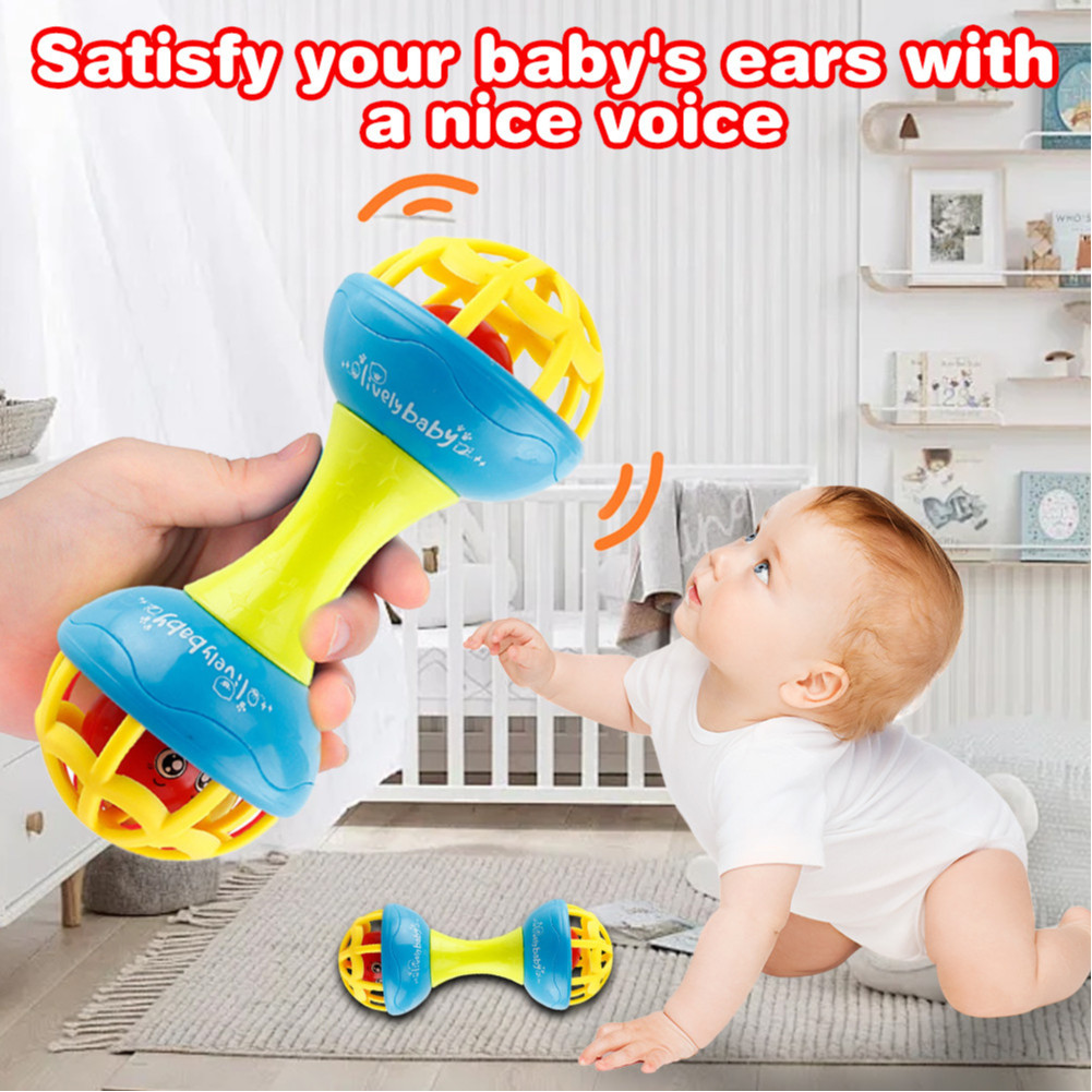 Baby Teether Rattle Toy Soft Silicone BPA Free Hand Jingle Bells Toys ...
