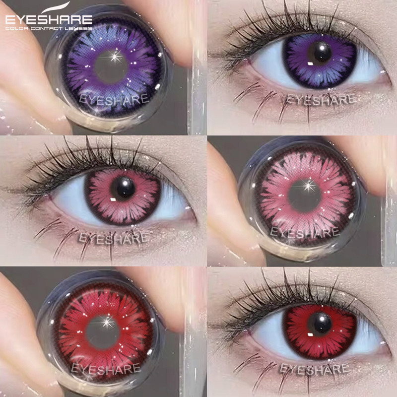 EYESHARE 2pcs Cosplay Anime Contact Lenses Blue Lenses Purple Eyes Red ...