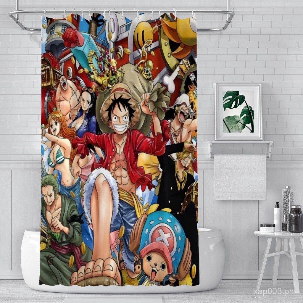 Luffy Shower Curtains One Piece Anime Waterproof Fabric Creative ...