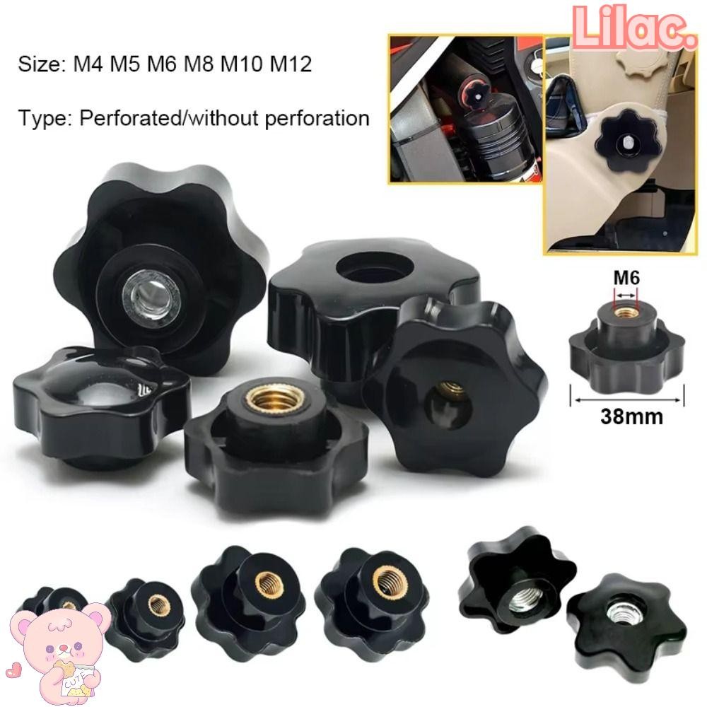 LILAC 10Pcs Hand Tighten Nuts, M4 M5 M6 M8 M10 M12 Handle Thread Plum Nuts, Mechanical Black ...