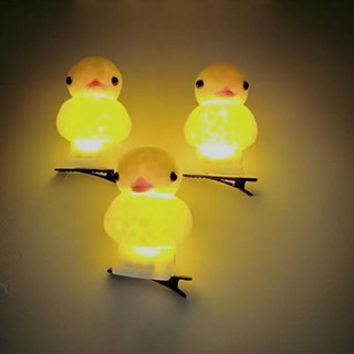 EMILEE 6pcs Spring Hair Clip, Glowing Little Yellow Duck Flash Hair ...