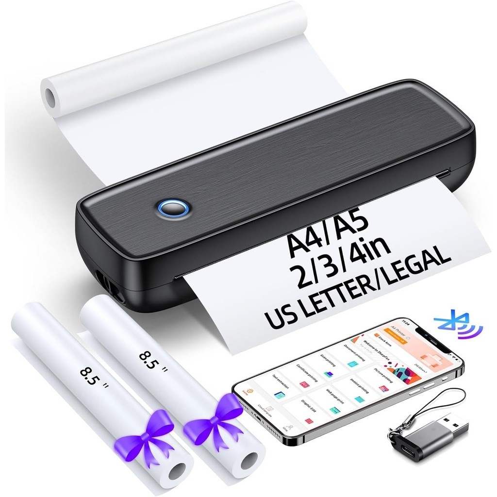 A80 Portable Printer Wireless for Travel，Bluetooth Thermal Printer ...
