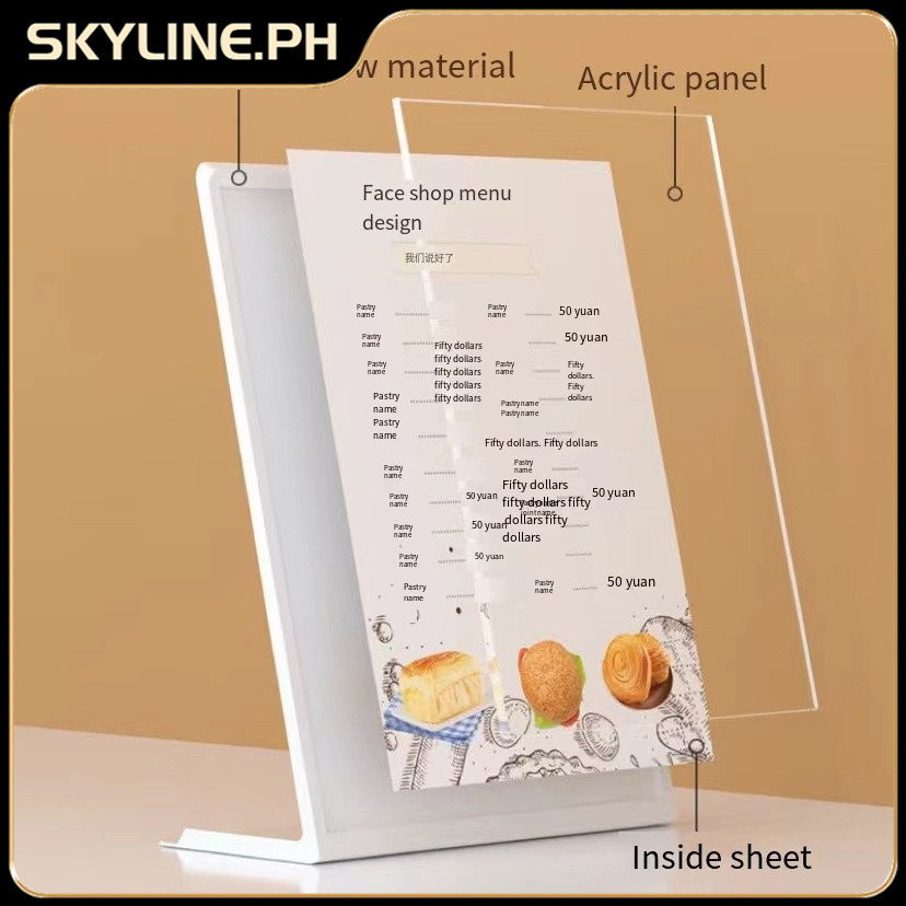 A4 Restaurant Desktop Display Billboard Acrylic Menu Display Stand L ...