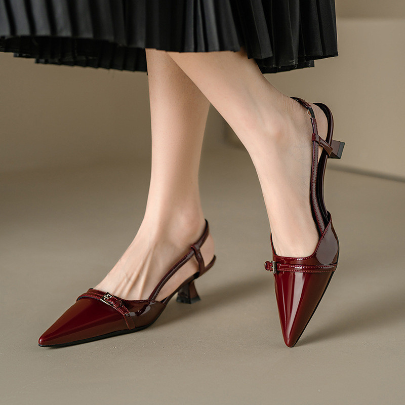 JKBH New Summer Pointed Heels 2 inch Stiletto Patent Leather Ssandals ...