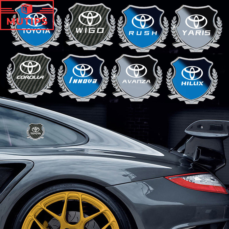 Toyota Car 3D Metal Badge Sticker Carbon Fiber Texture Emblem Auto Body ...
