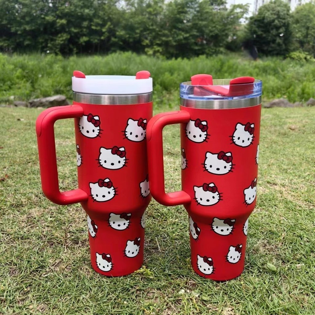 Red STANLEY Cup Hello kitty Cup with straw Thermal Insulation Big Mac ...