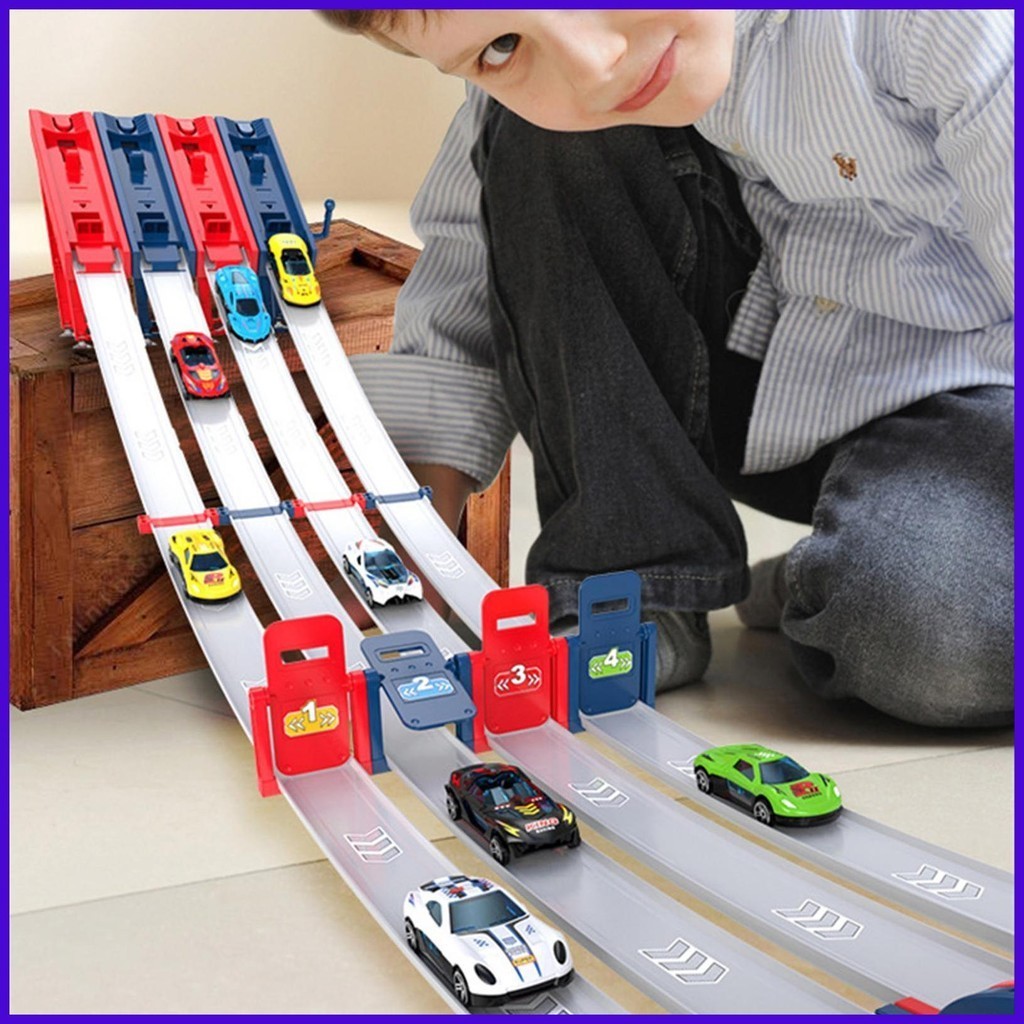 Toddler Car Ramp Car Slide Toy 2 Mini Cars Race Car Catapult Track Toy ...
