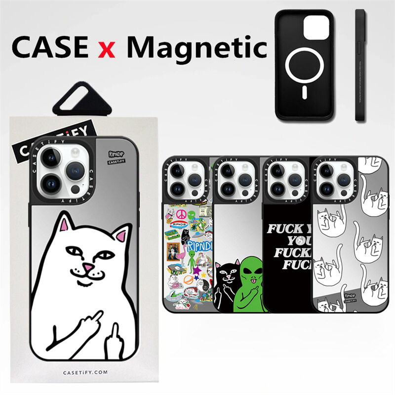 CaseTifg Naughty Ripndip Cat Mirror Magnetic Charging Phone Case With ...