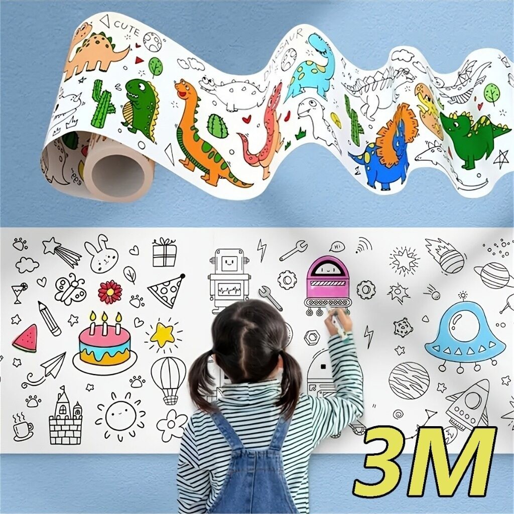 DIY 3M Children Graffiti Drawing Roll Coloring Painting Teaching Materials Wall Paper Graffiti ...