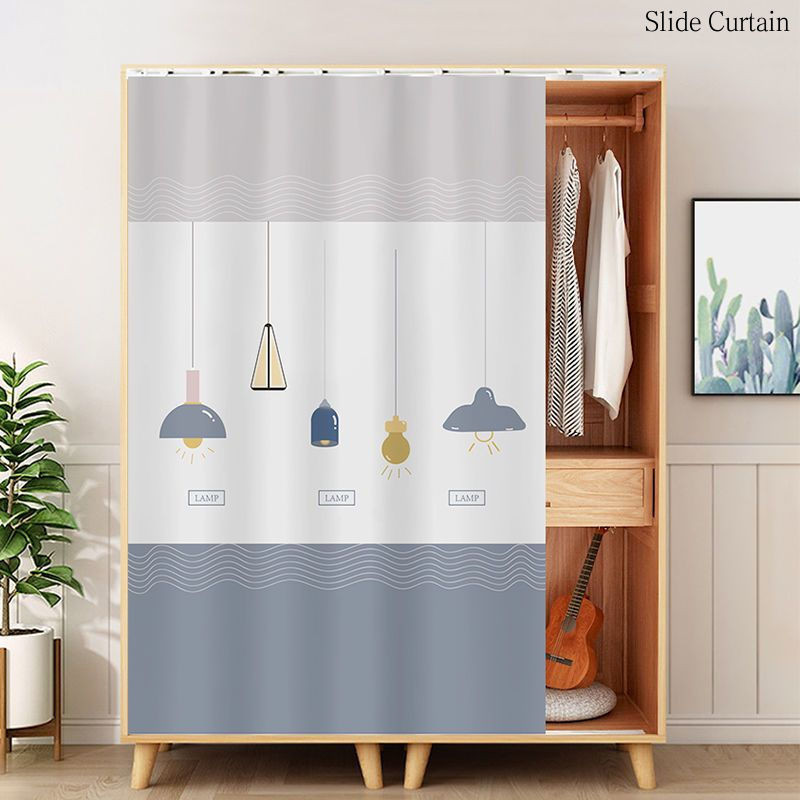 Simple Cabinet Curtain Wardrobe Self-adhesive Dustproof Door Curtain ...