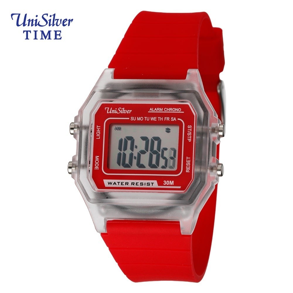 UniSilver TIME GROOVY Unisex Medium Digital Transparent (Clear) White ...