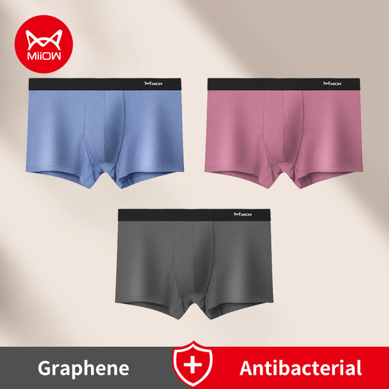 MiiOW 40S Modal Men's Panties Set Graphene Antibacterial Man Underpants Boxers Mens Underwear ...