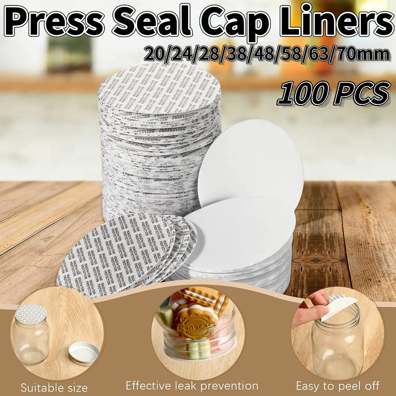 100PCS Press Seal Cap Liners Self-adhesive Foam Pressure Sensitive Seal ...