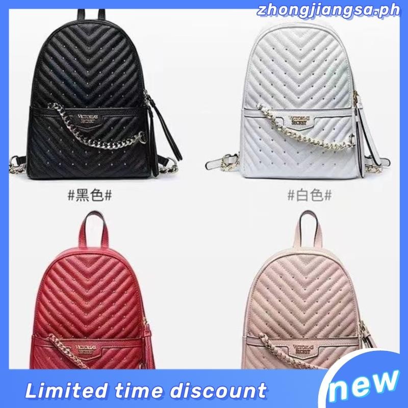 Victoria's Secret VS v Pattern Leather Small Backpack Rivet Chain ...