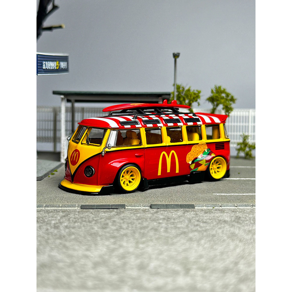 Lf1/64 Volkswagen VW T1 Kombi Wide Body Modified Version Red Yellow Hub ...