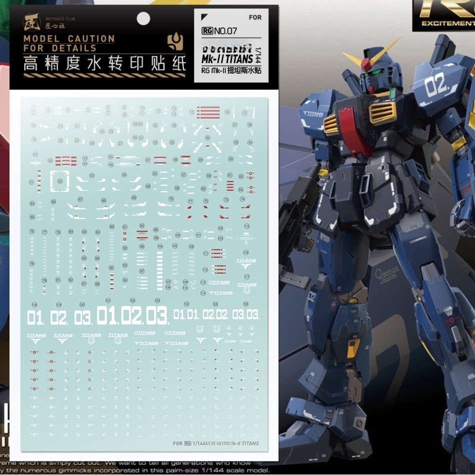 Artisan's Club RG 1/144 RX-178 MK2 Titans Water Slide Decal | Shopee ...