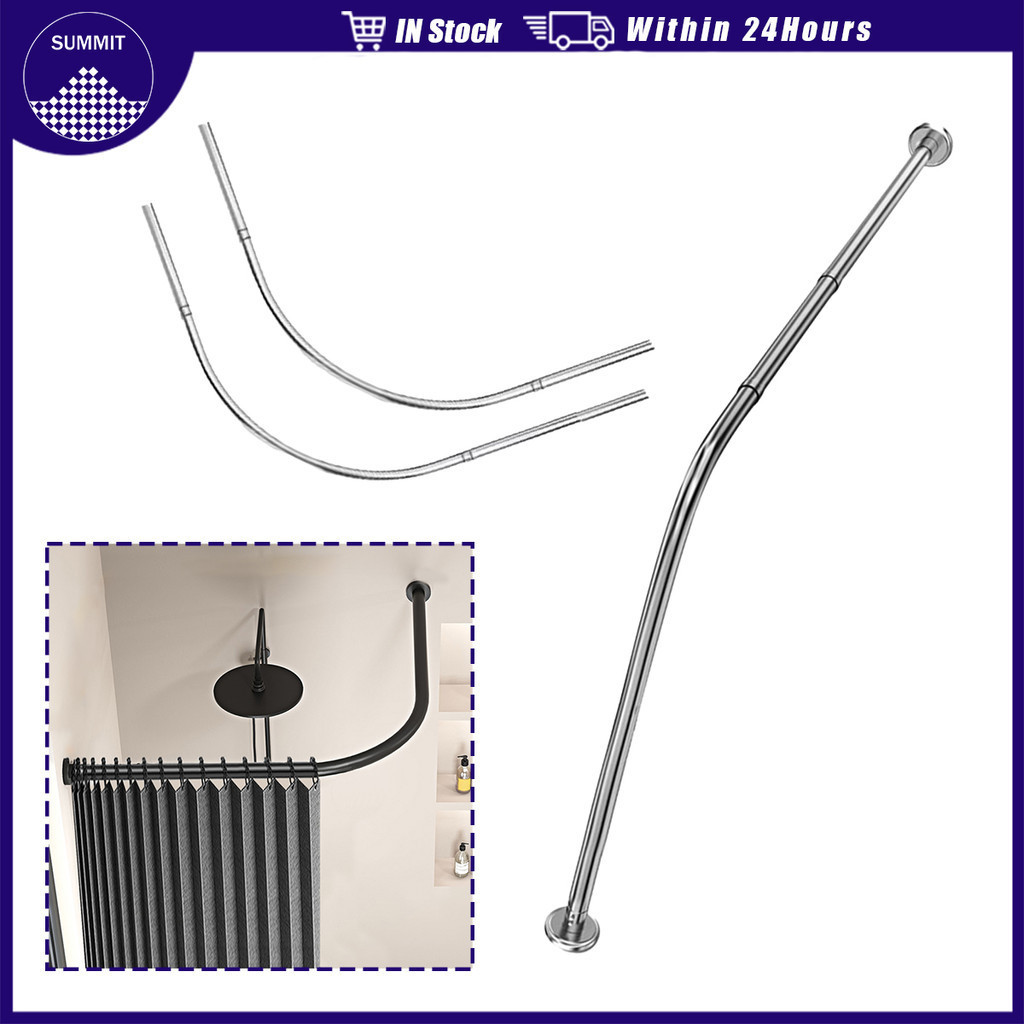 Adjustable Stainless steel L-Shaped Shower Curtain Rod Arc Telescopic ...