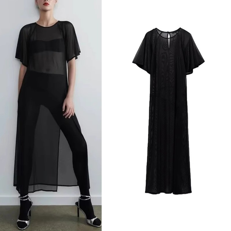 Zara Summer Trendy European American Style Tulle Little Black Dress ...