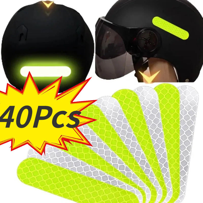 40Pcs Motorcycle Helmet Reflective Stickers Tape High Visibility Safety ...