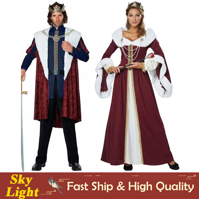 Traditional European Palace Loyal Classic Red King Queen Cosplay ...