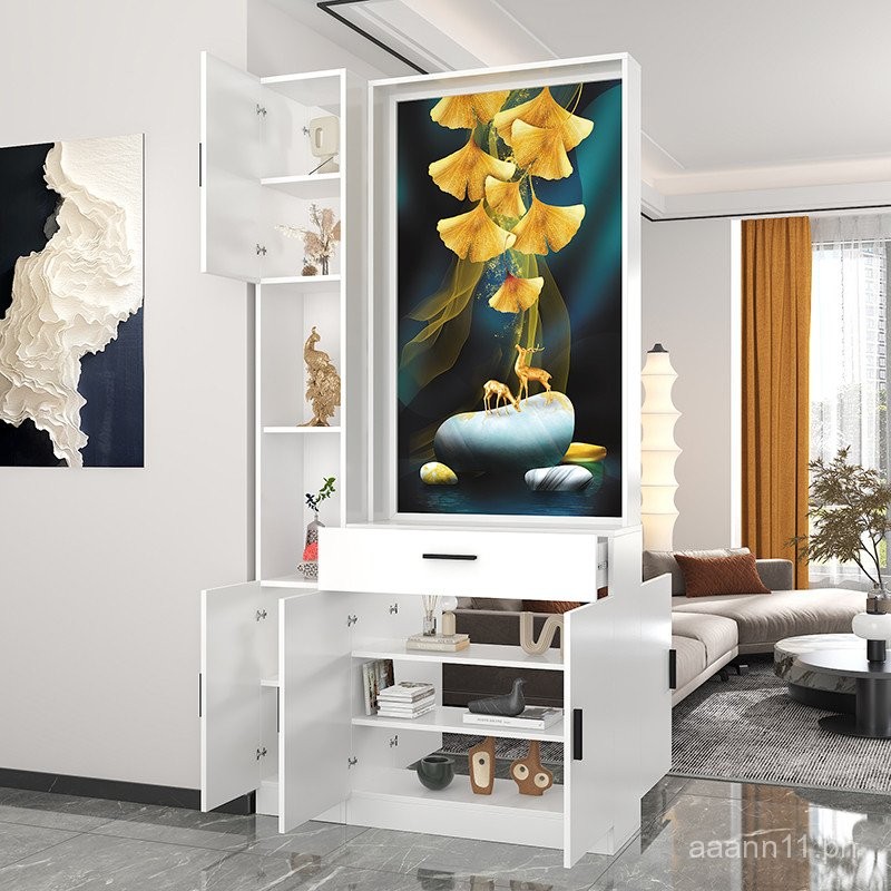 High-End Entryway Screen Partition Cabinet Living Room Solid Wood Art ...