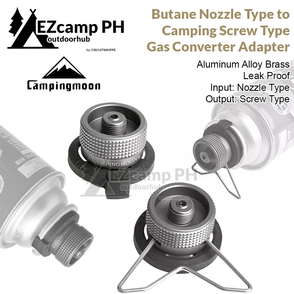 CAMPINGMOON Butane Gas Converter Adapter Nozzle to Screw Type Adaptor ...