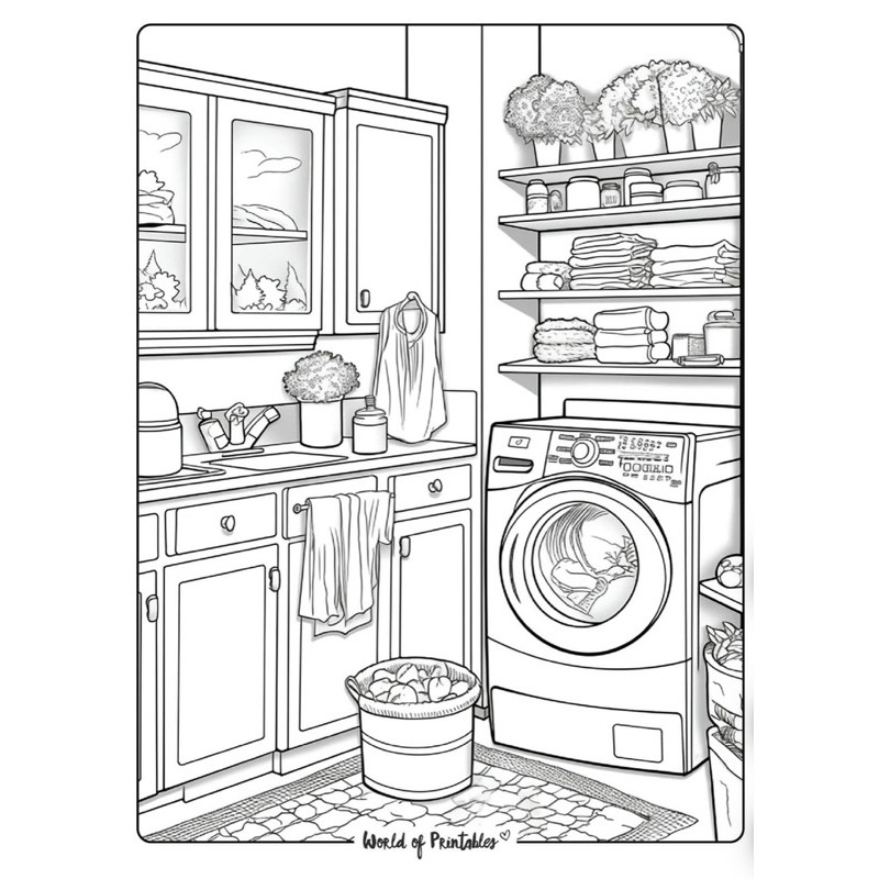 Room (Room) 180gsm thick paper - Set of 20 A4 A5 Coloring Pages for Wax ...