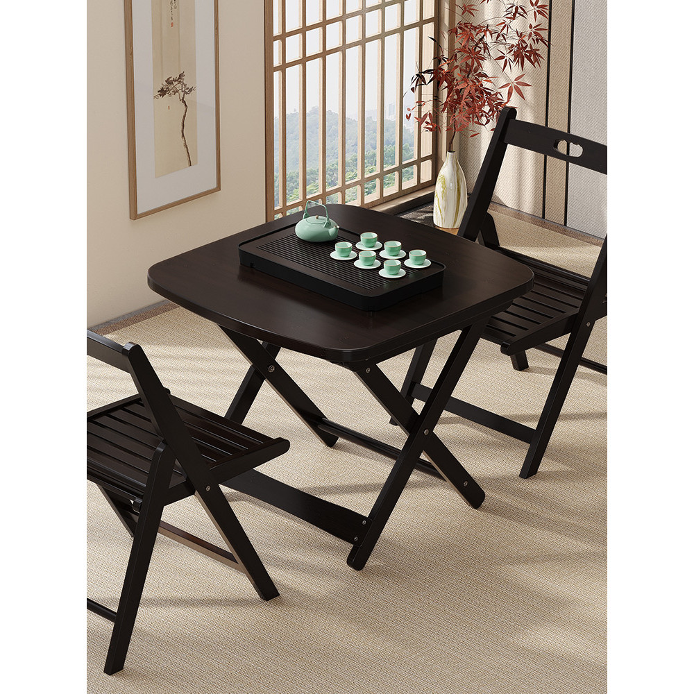 Bamboo Folding Table Chair Dining Table for Home Small Apartment Dining ...