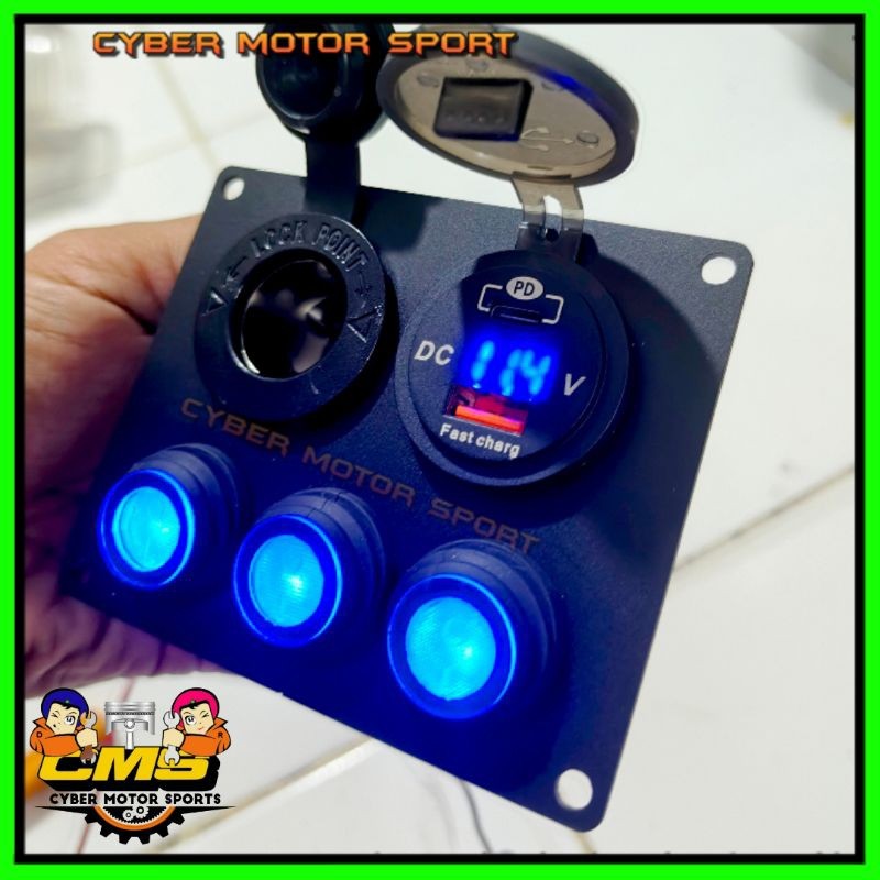 TOMBOL Car Interior dashboard panel 3 switches Dc outlet volt meter usb ...