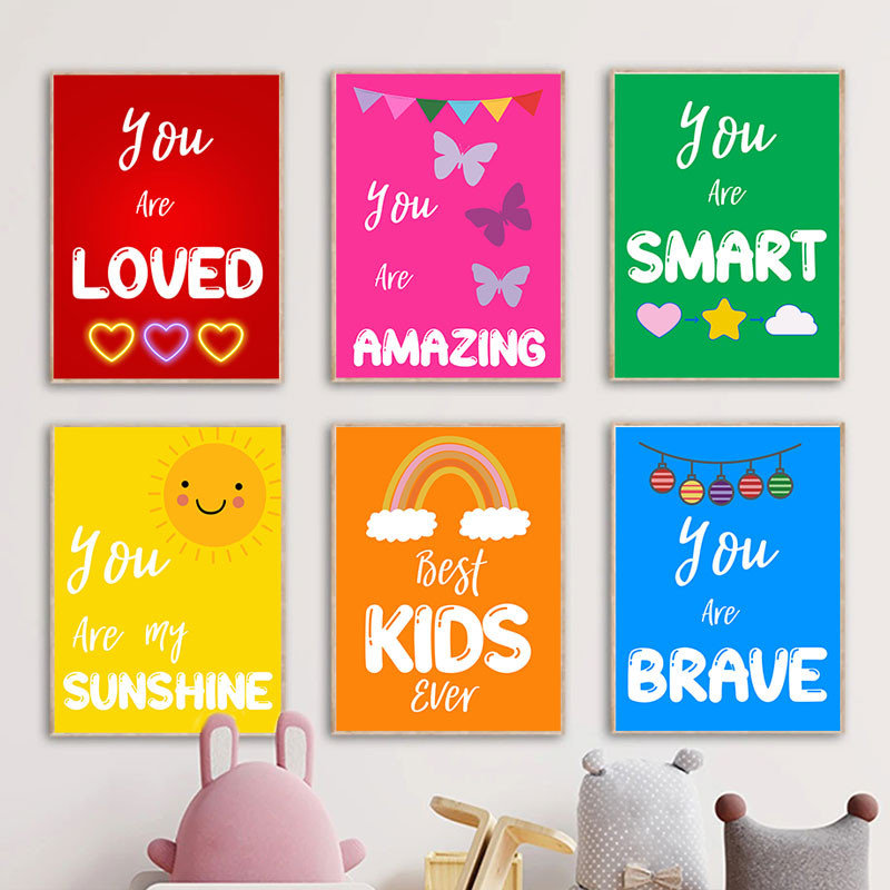 Colorful Cute Words Quotes Canvas Poster Prints Modern Wall Decorative ...