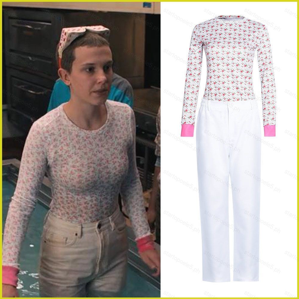 Sta5 Stranger Things 5 Eleven Jane Ives white jeans role play cosplay ...