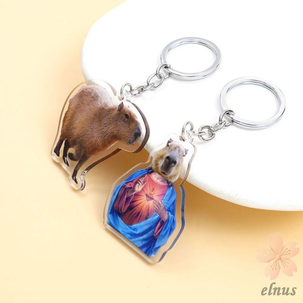 ELNUS Capybara Keychain, Cartoon Capybara Acrylic Animal Capybaras ...