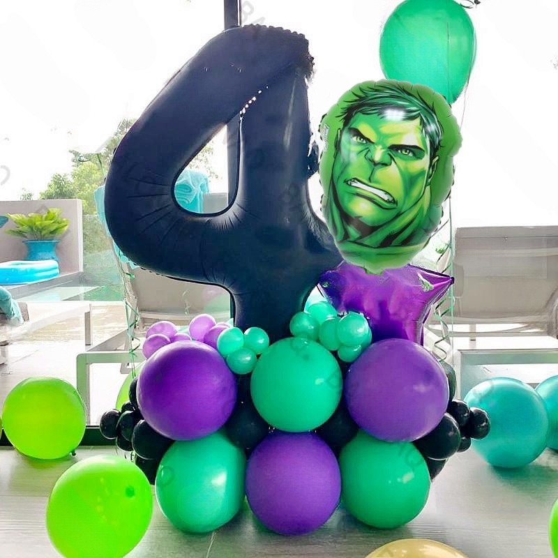 Superhero Hulk Theme Party Decorations Set 32inch Black Number Balloon ...
