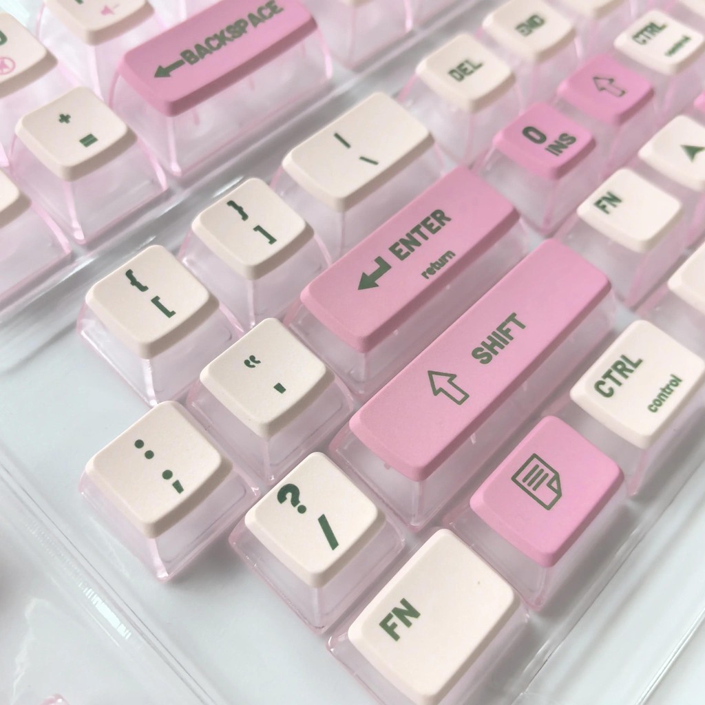 【Korean Keycaps】116 Keys Korean Keycap Pink Translucent Pudding Keycaps ...