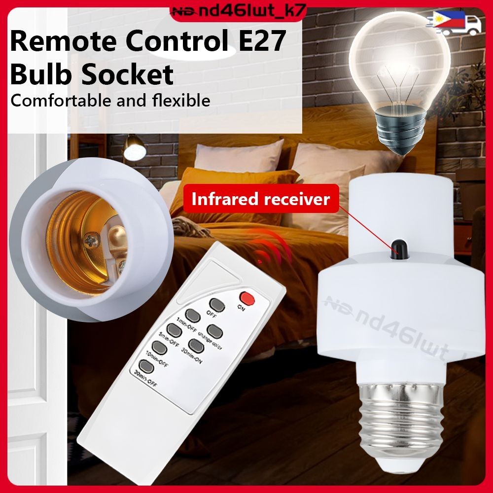 【COD】Intelligent E27 Lamp Holder Remote Control Wireless Base Timer ...